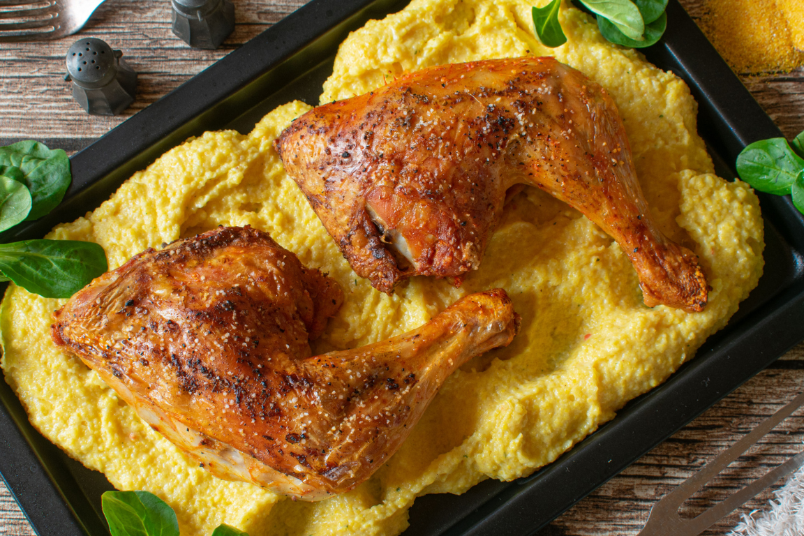 Galinha Caipira Assada com Polenta: Como Fazer Gostoso